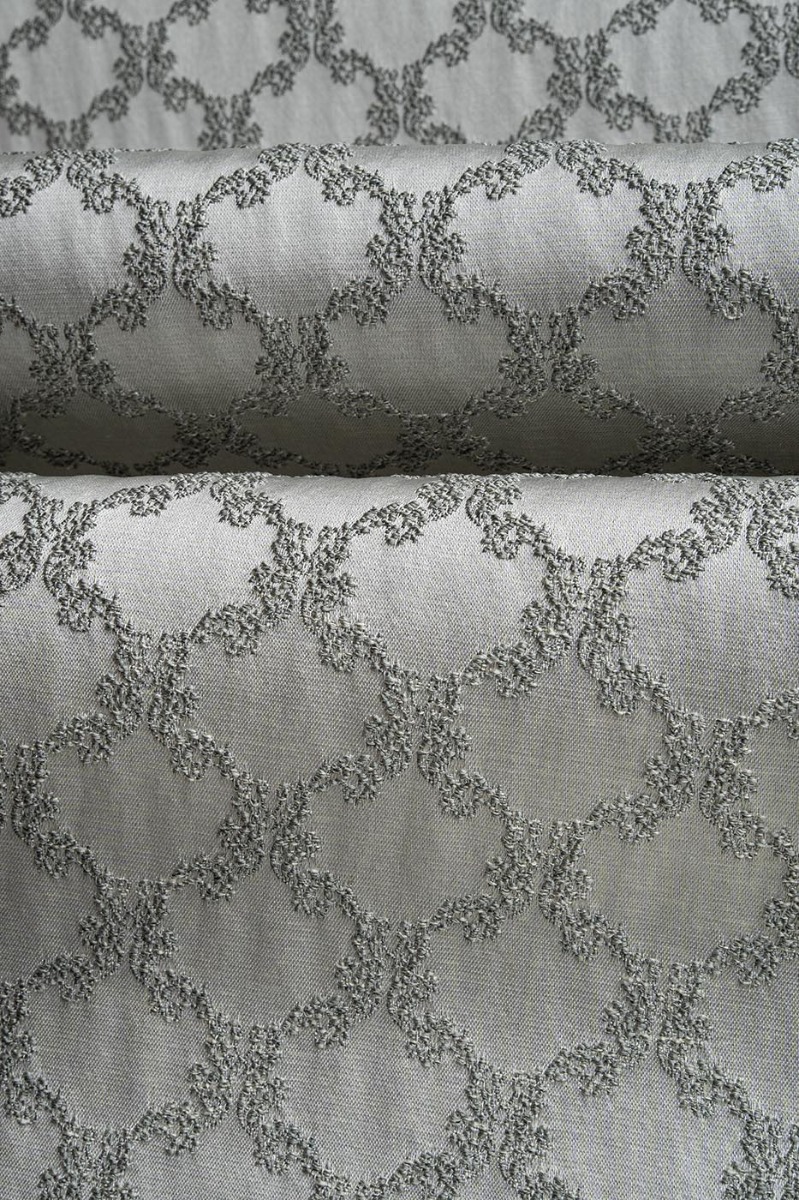 Ascot Silver Trellis Fabric