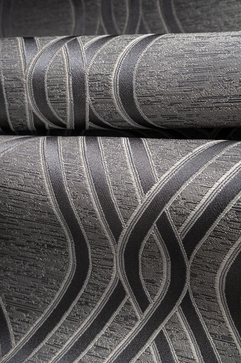 Oslo Navy Wave Fabric